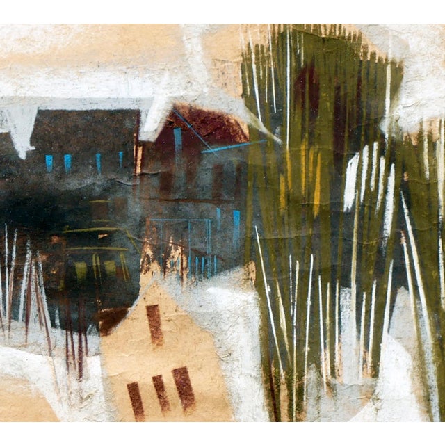 Mid-20th Century Dark Toned Modern Abstract Angular Landscape Drawing ...
