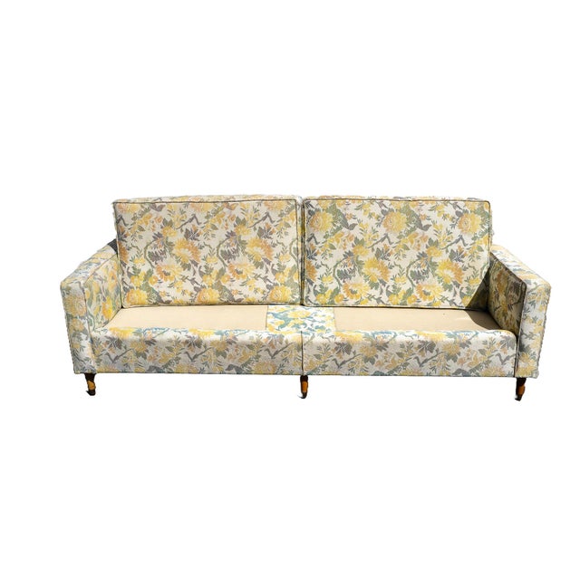 1970s Mid Century Modern Floral Upholstered Pattern Sofa Couch | Chairish
