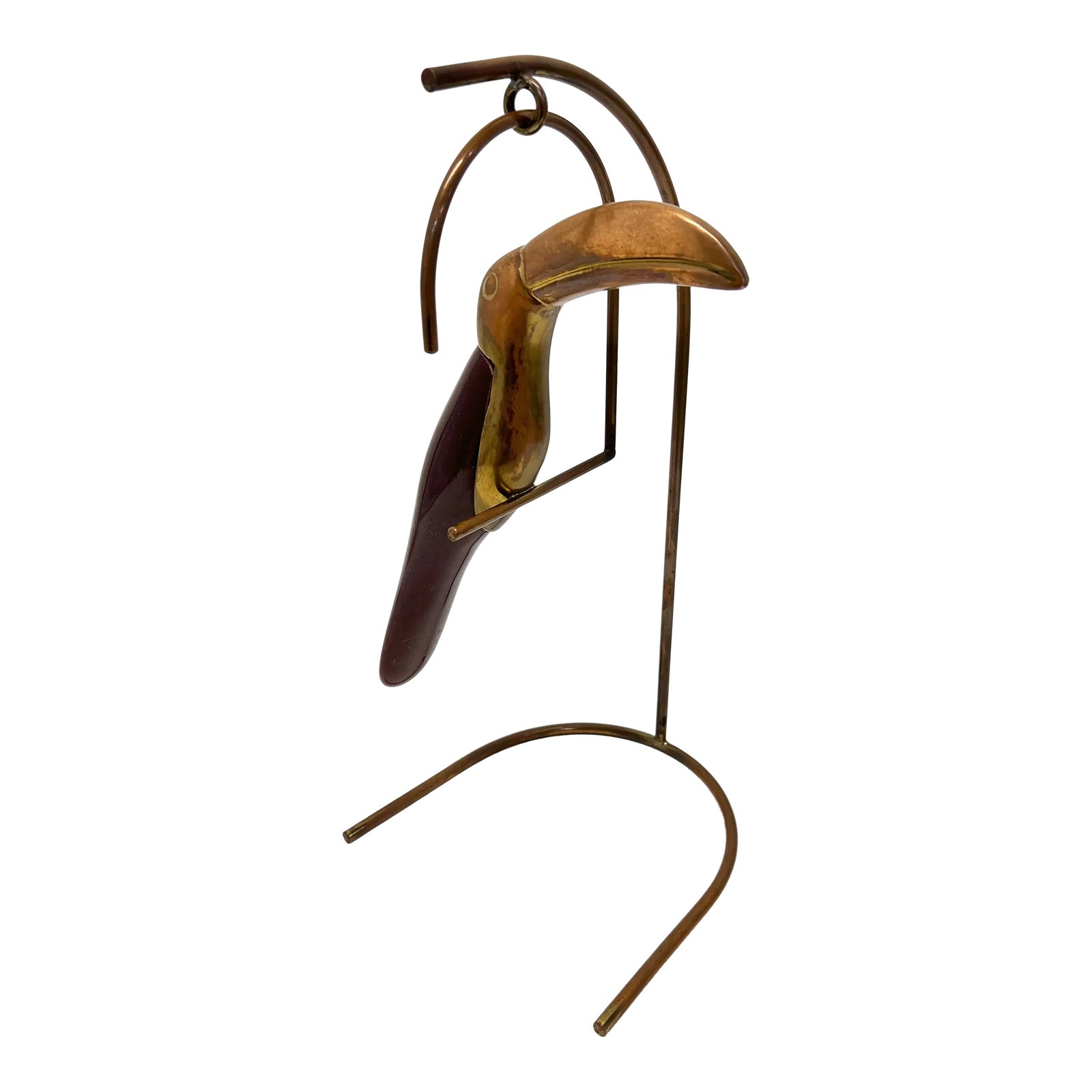 Brazilian Mid-Century Modern Brass and Resin Toucan on Stand, 1960s ...
