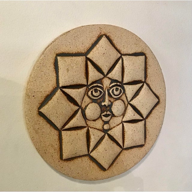 Vintage 1970s Studio Pottery Sun Tile Wall Art Signed by John Wenzel ...