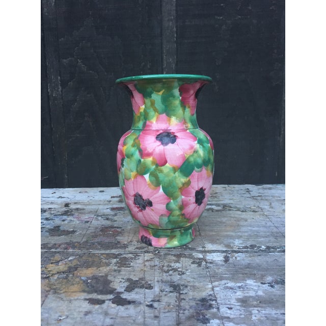 Spanish Pink Floral Vase | Chairish