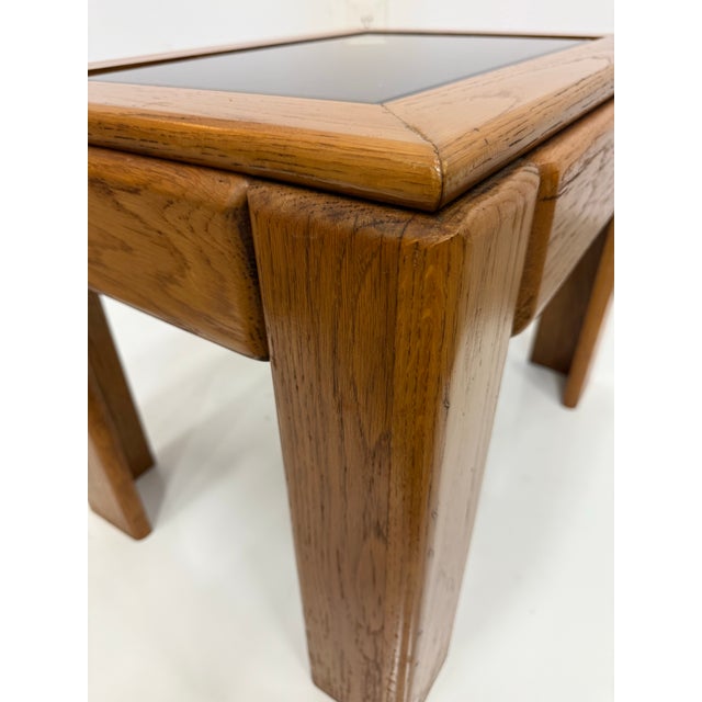 1980's Vintage Oak Pair of Postmodern Side Tables | Chairish