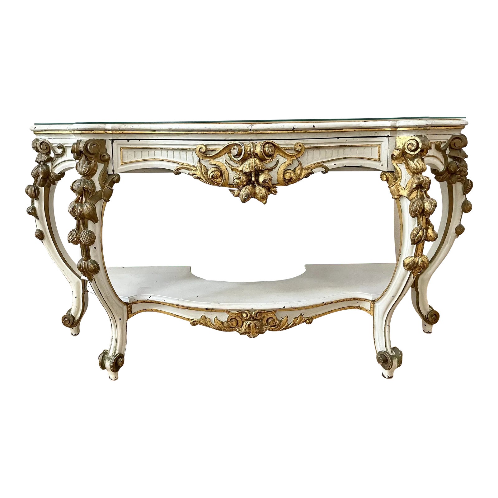 19th Century French Painted and Gilt Console Table | Chairish