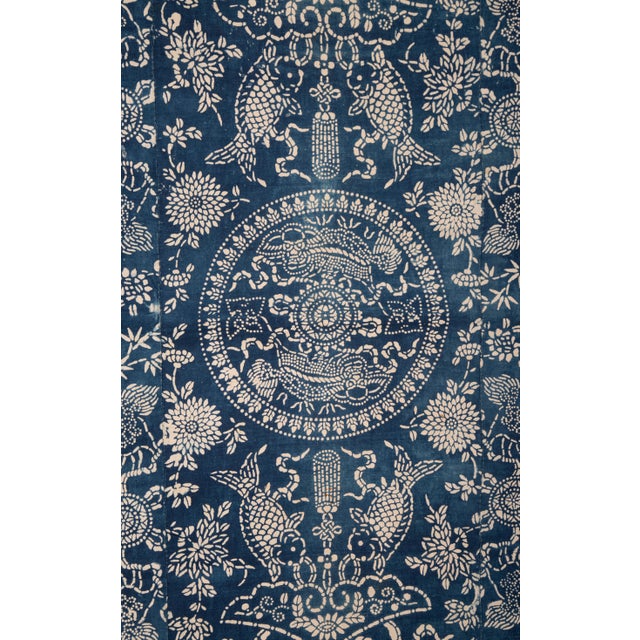 Vintage Chinese Indigo Hand Made Batik Panel | Chairish