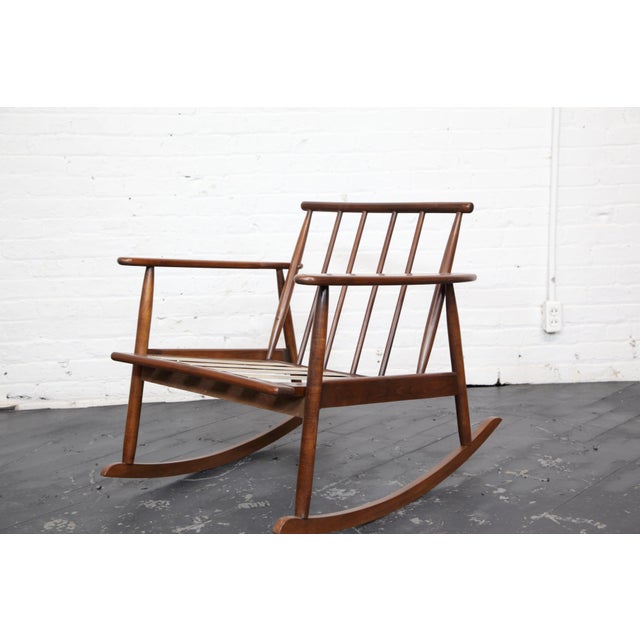 1970s Vintage Mid-Century Modern Rocking Lounge Chair With New ...