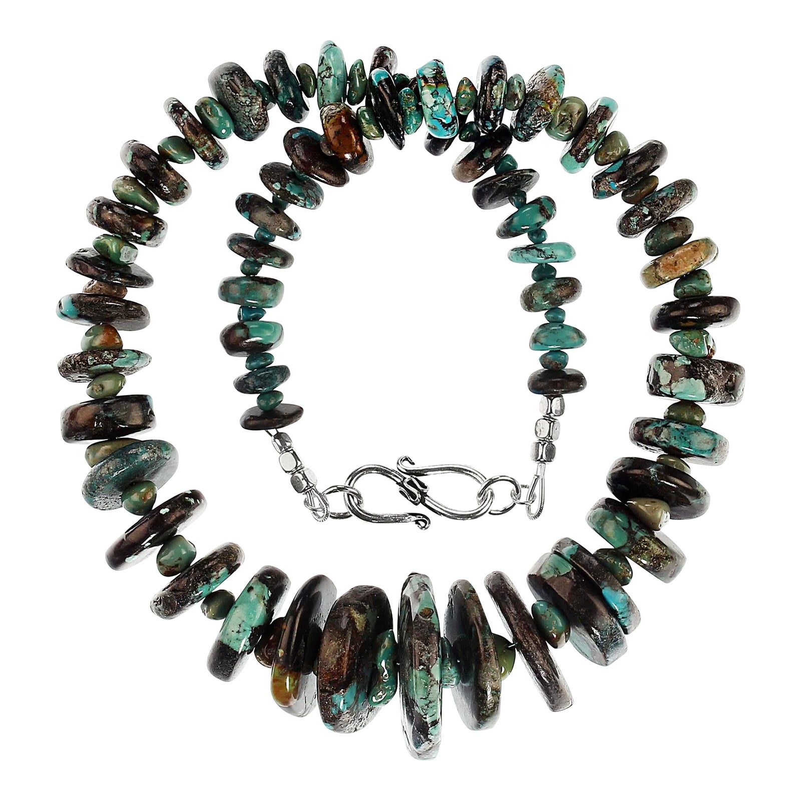 Turquoise and Black Matrix Necklace | Chairish