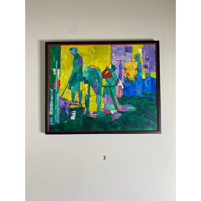 1980s Abstract Figurative Original Oil Painting by Jack Perlmutter ...