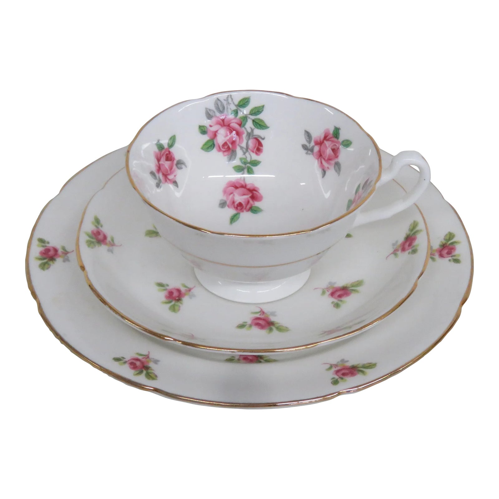 Royal Grafton England Roses Set of Tea Cup Saucer and Dessert Plate ...