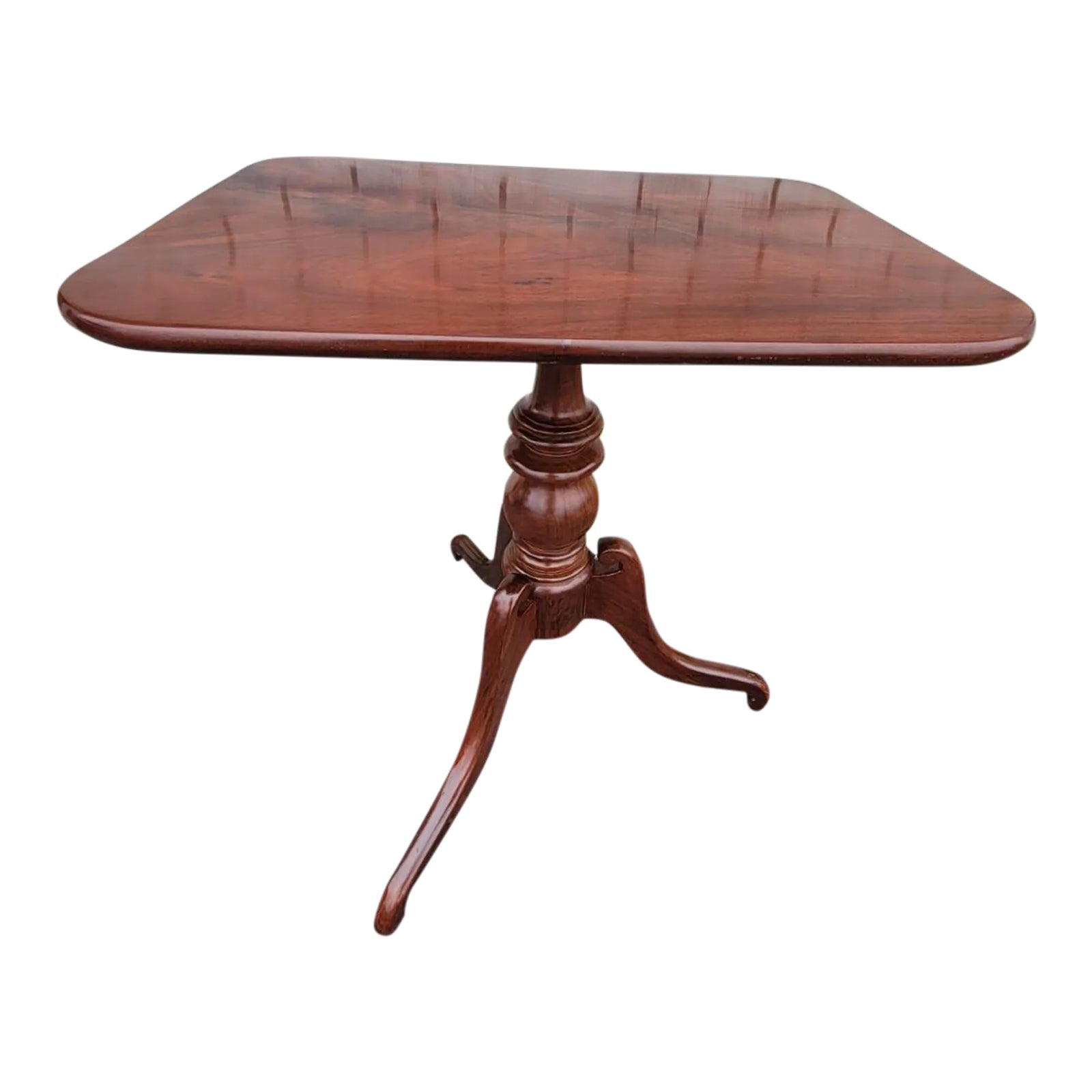 1820s Federal Solid Mahogany Tilt-Top Table | Chairish