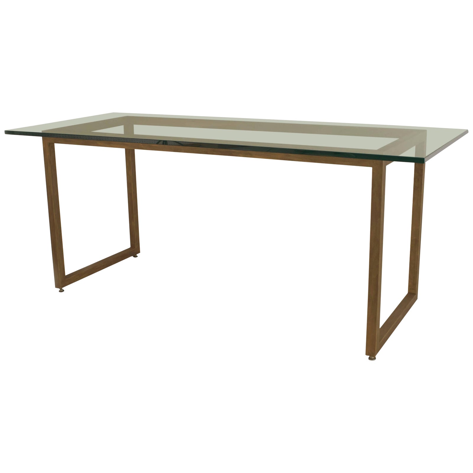 American Mid-Century Modern Style Gold Painted Metal Base Dining Table ...