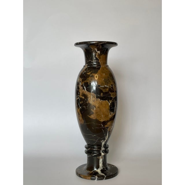 Mid 20th Century Neoclassical Brown Marble Vase | Chairish