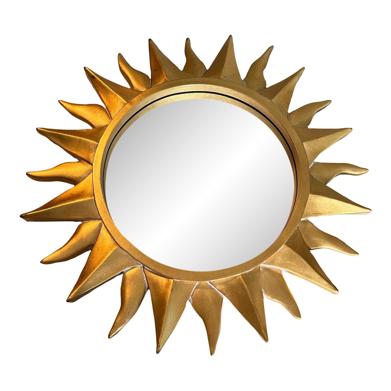 1980s Aztec Sun Wall Sunburst Mirror, Hollywood Regency Style | Chairish
