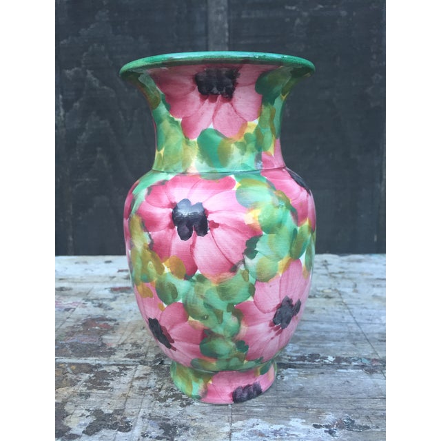 Spanish Pink Floral Vase | Chairish