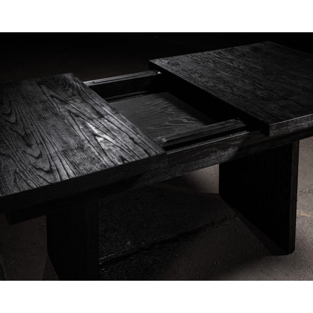 1957 Extendable Handcrafted Black Oak Dining Table | Chairish