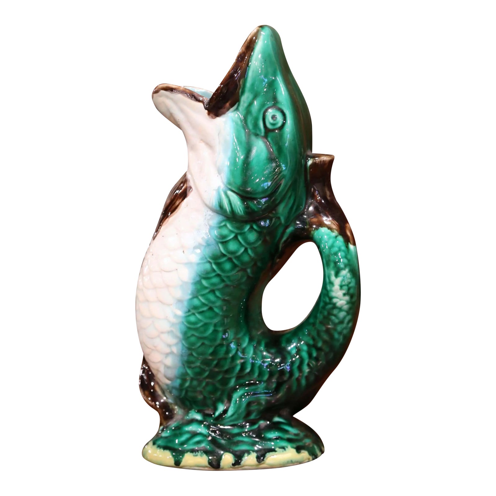 19th Century French Clairefontaine Painted Ceramic Barbotine Fish ...