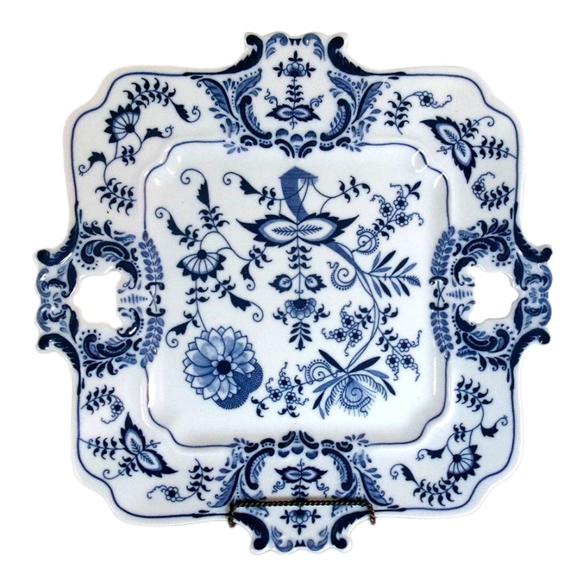 Vintage Blue Danube Onion Japan 12-1/4" Square Open Handle Serving ...