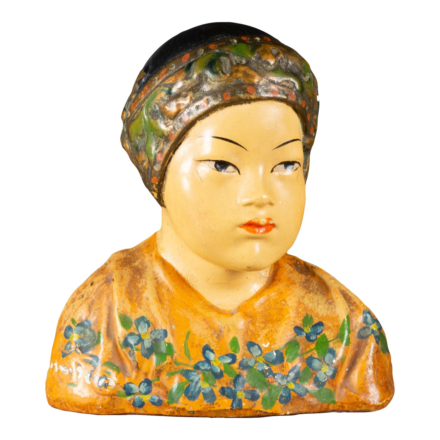 Early 20th Chalkware Bust Attributed to Esther Hunt C.1920 | Chairish