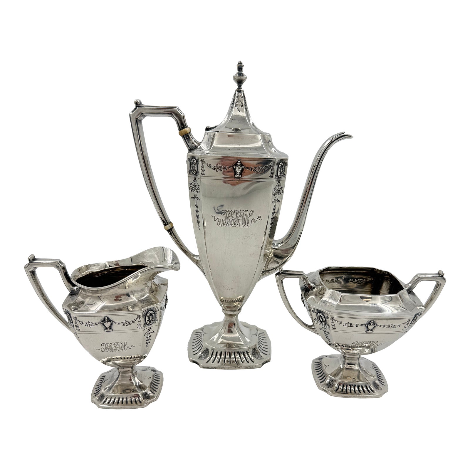 3 Piece American Tea Set by Frank W. Smith Silver Co. Mid 20th Century ...