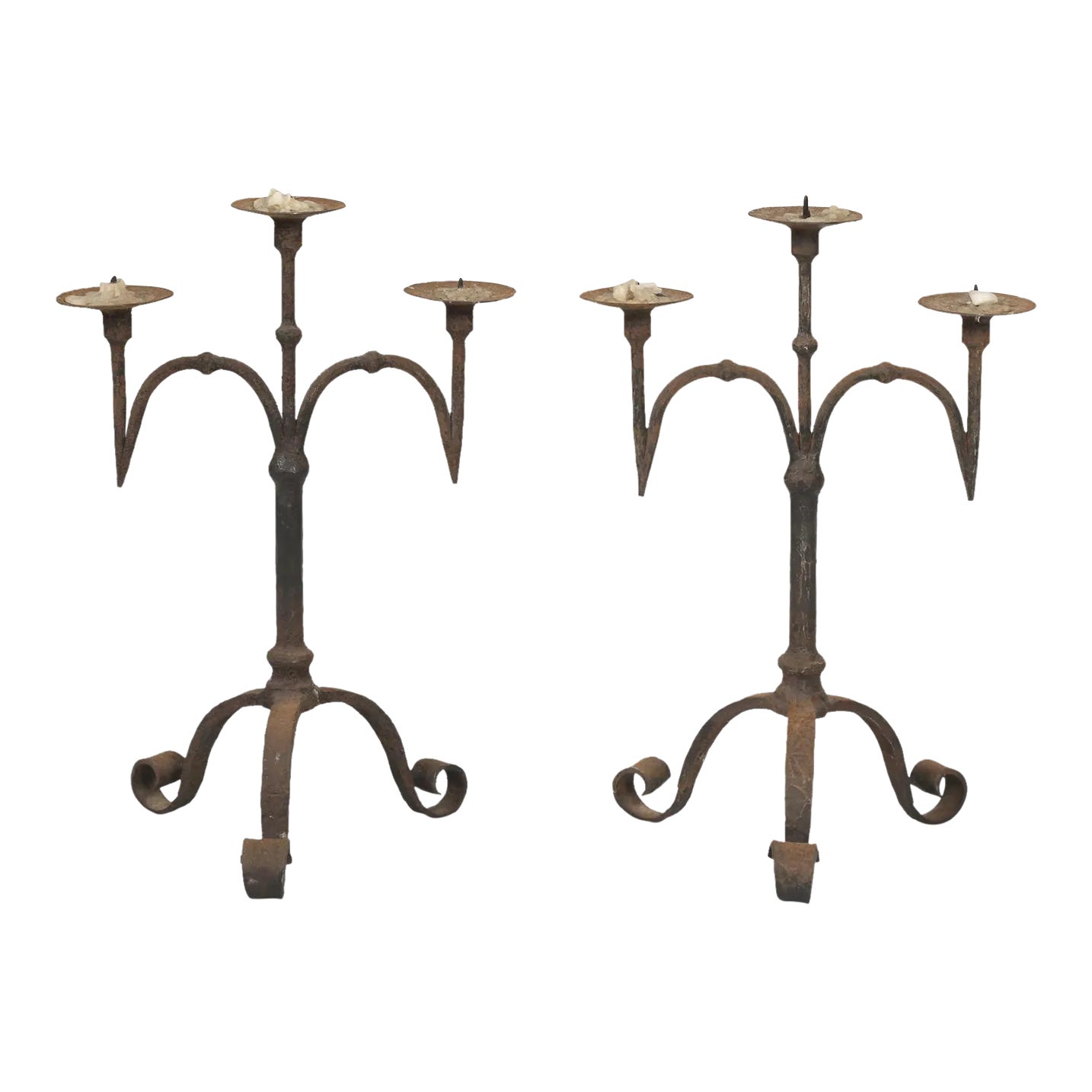 Antique French Wrought Iron Candelabras- a Pair | Chairish