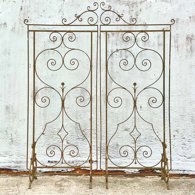 Vintage Regency Wrought Iron Gate Screen | Chairish