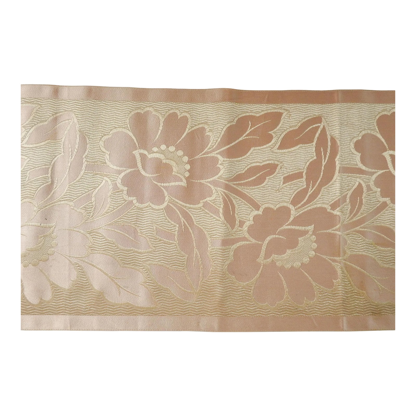 Antique Wide Pink Silk Damask Ribbon 3 Yd | Chairish