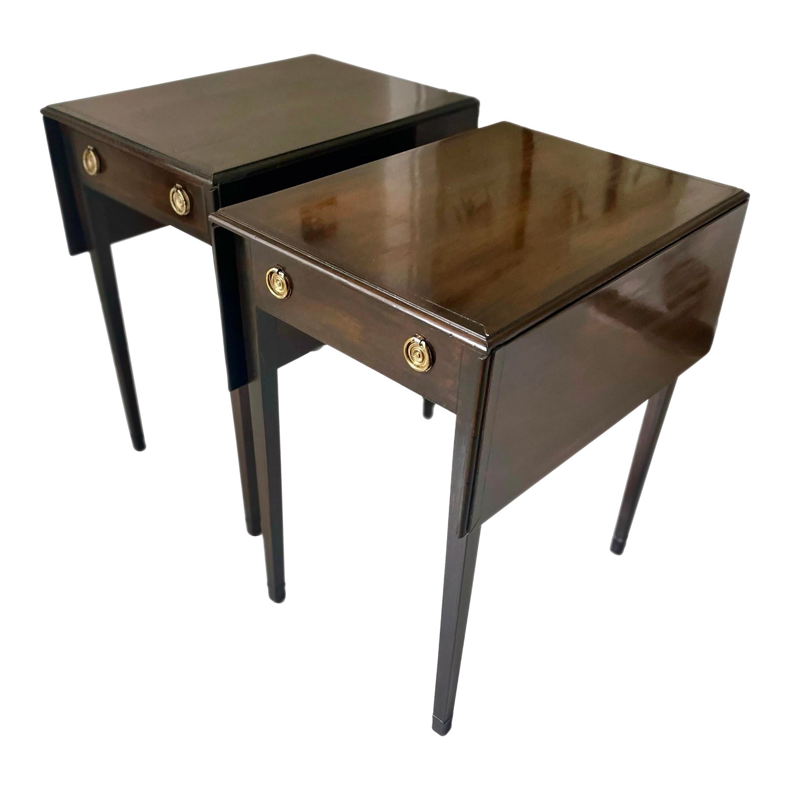 Georgian Style Drop Leaf Side Tables, a Pair | Chairish