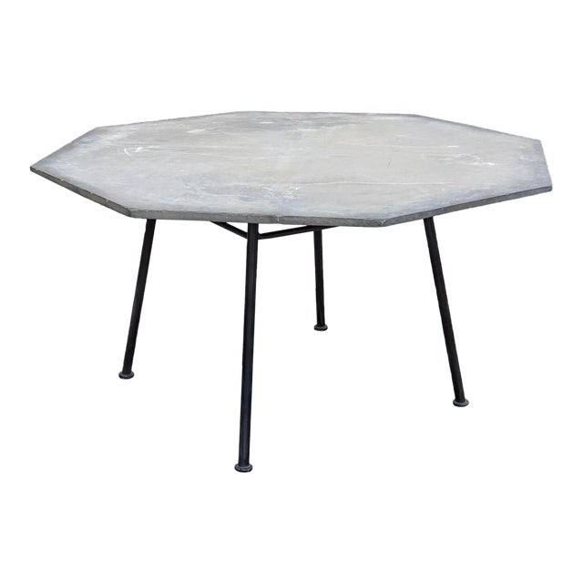 Woodard Wrought Iron Octagon Octagonal Patio Table with Grey Stone ...
