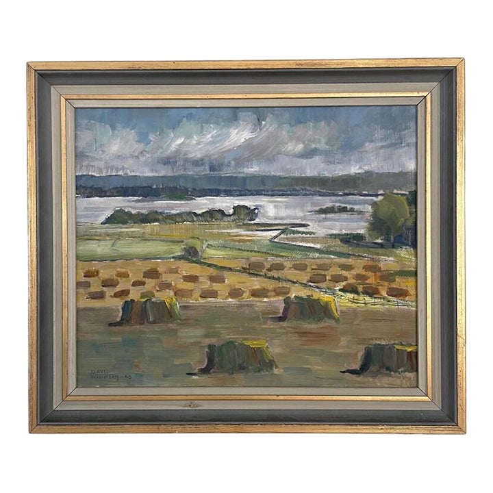 1943 Mid Century Swedish Modernist Landscape by David Widholm | Chairish