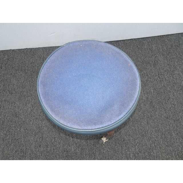 Vintage Mid Century Modern Industrial Blue Stools on Castors | Chairish