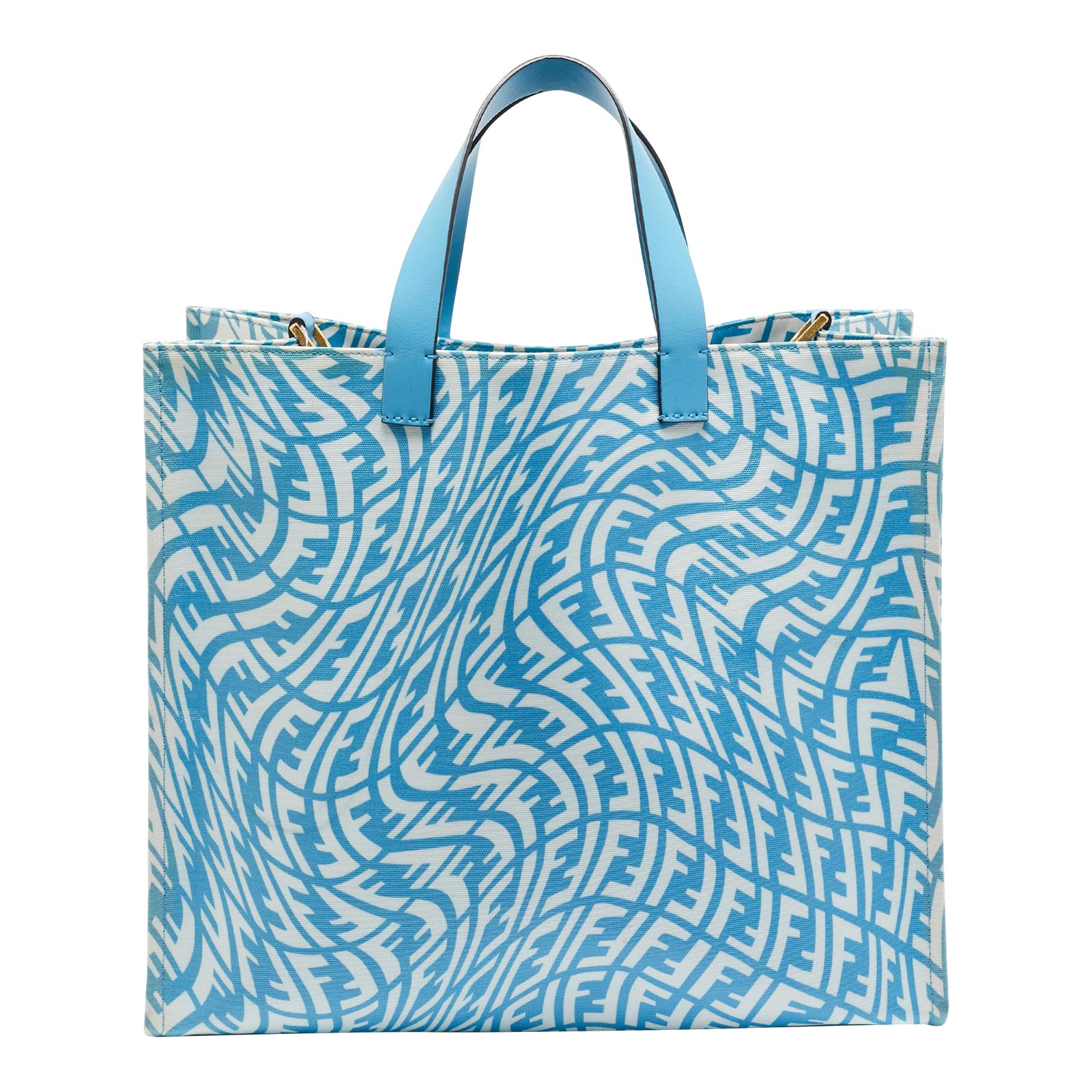 Fendi X Sarah Coleman Blue Ff Vertigo Pvc Shopper Tote | Chairish