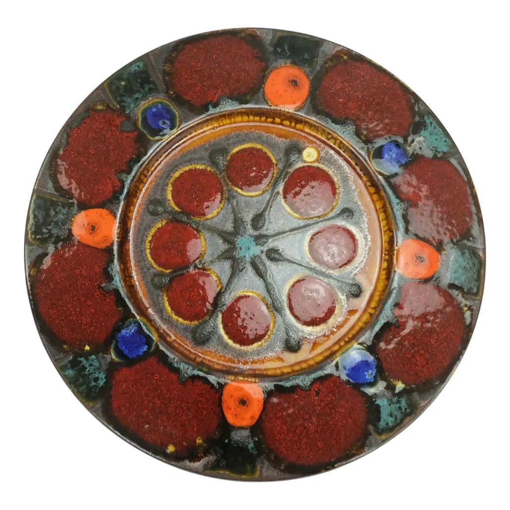 Vintage Ceramic Platter Plate in Fat Lava, 1970s | Chairish