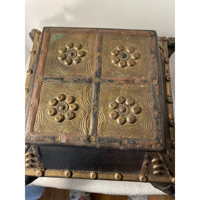 Early 20th Century Square Chest With Brass Decorative Indonesian Design ...