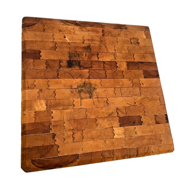 Vintage Butchers Block Carving Kitchen Table Solid Dovetail End Maple ...