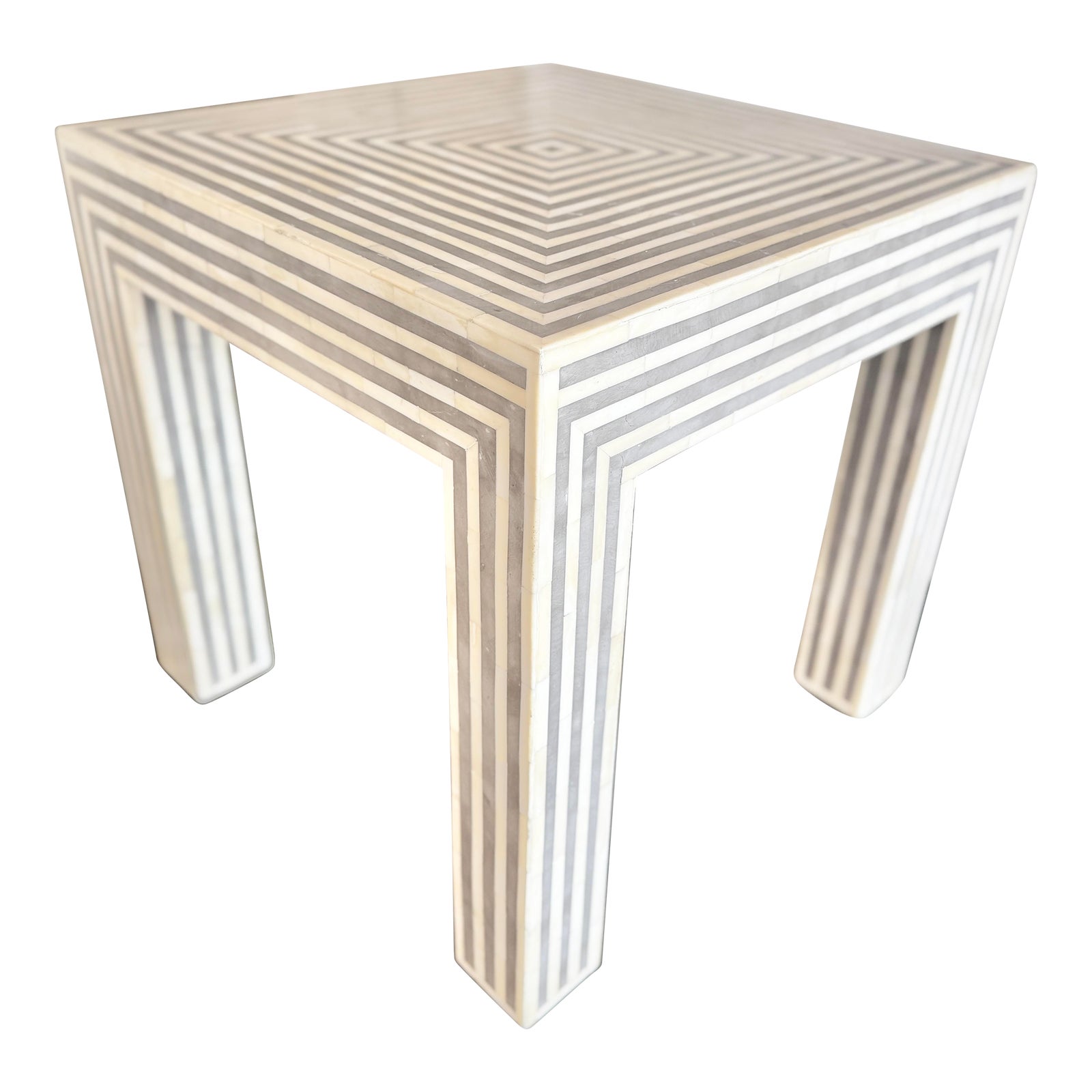 Modern Handmade Bone and Resin Striped Mod Side Table Malena Stripped ...