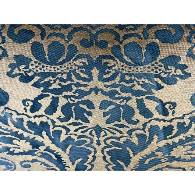 Pair of Vibrant Blue & Gold Metallic Fortuny Textile Pillows | Chairish