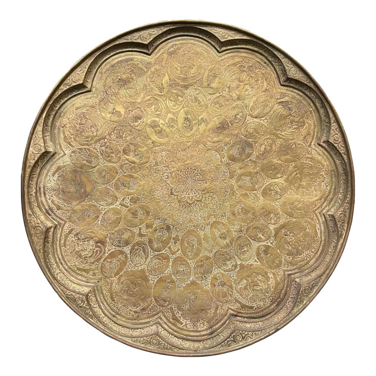 A Monumental Iranian Kajar Dynasty Handmade Hand Hammered Decorative ...