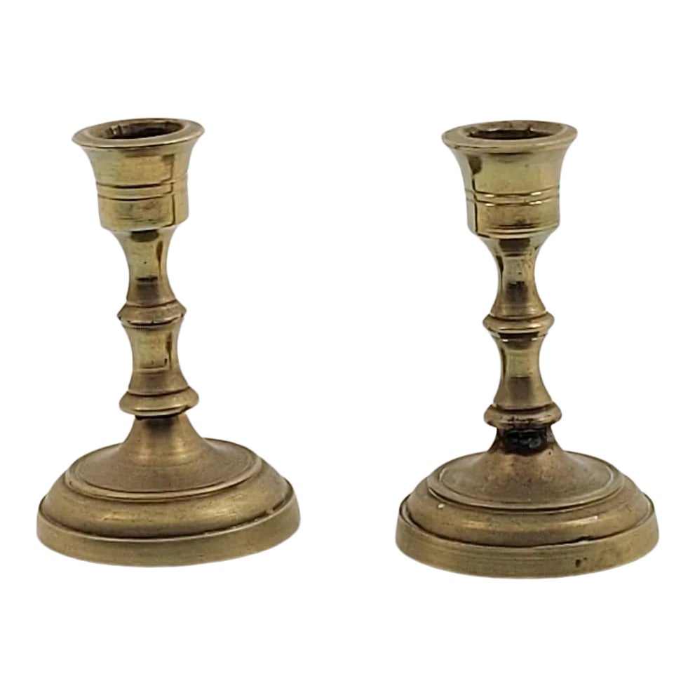 Circa 1750 Continental Brass Candlesticks, a Pair | Chairish