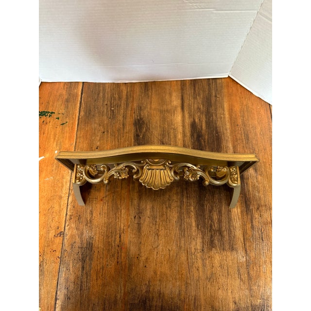 Vintage 1970s Ornate Gold Rococo Wall Mount Floating Shelf | Chairish