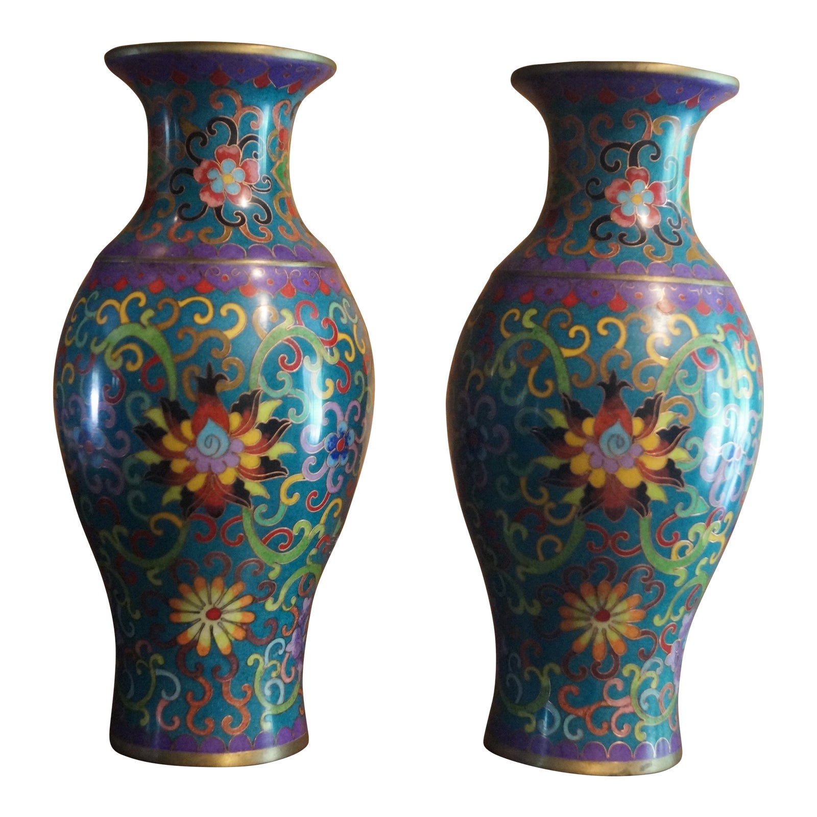1700s Qianlong Chinese Cloisonné Bronze Vases - A Pair | Chairish