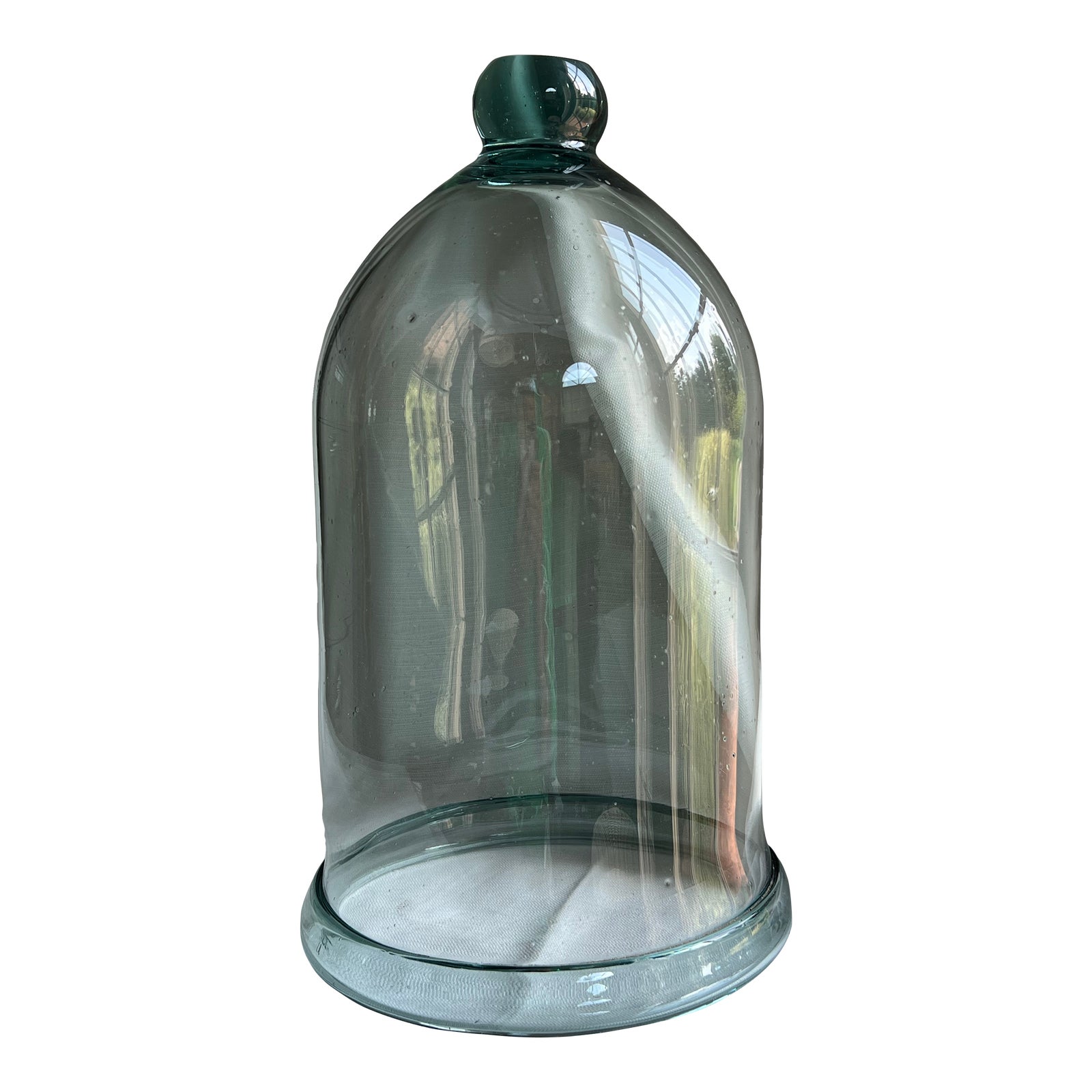 Vintage Oversized Blue Blown Glass French Outdoor Garden Cloche With ...