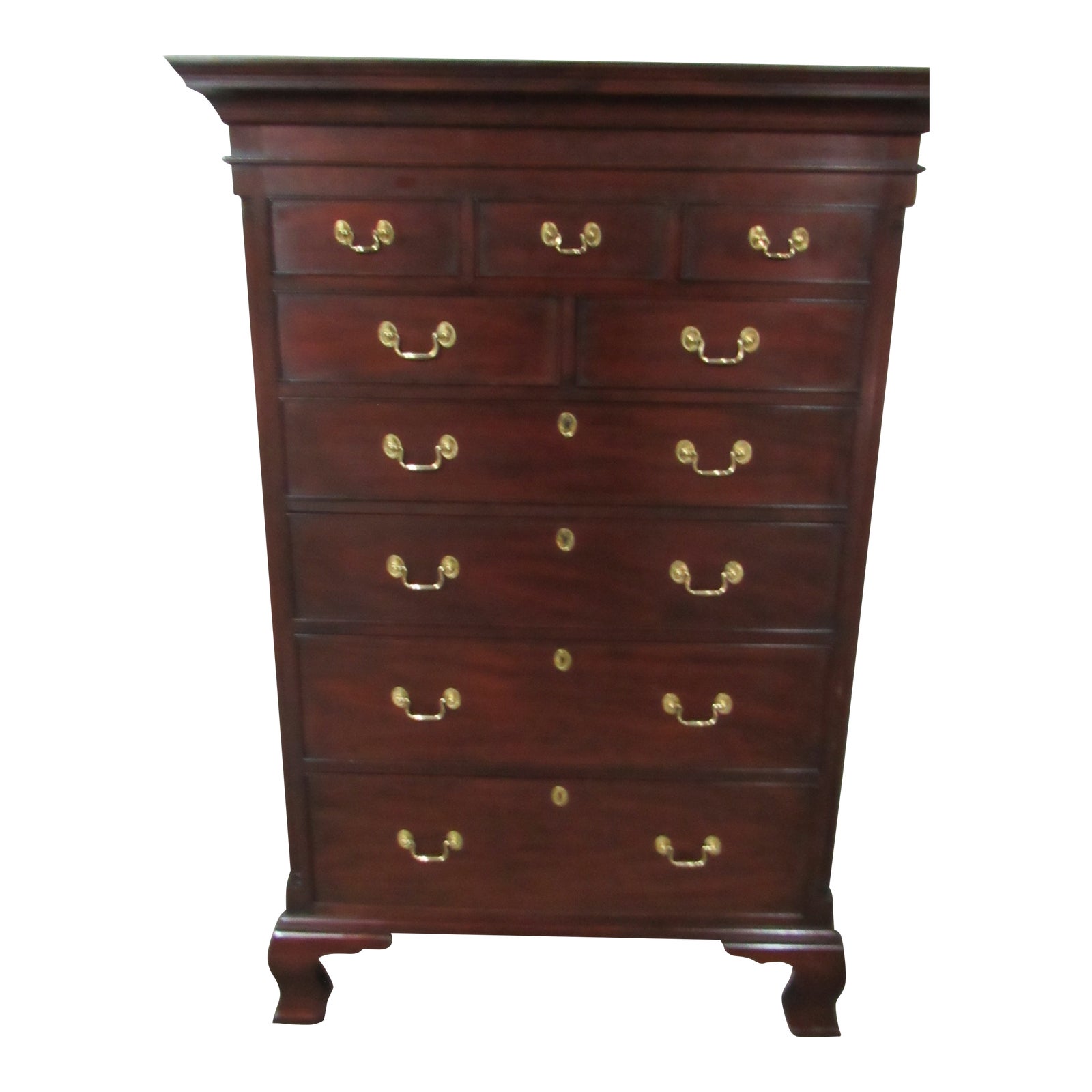 1980s Henkel Harris New Market High Chest Highboy Mahogany Designer ...