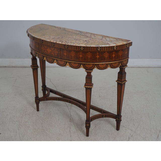 Antique Russian Empire Marble Top Inlaid Console Table | Chairish