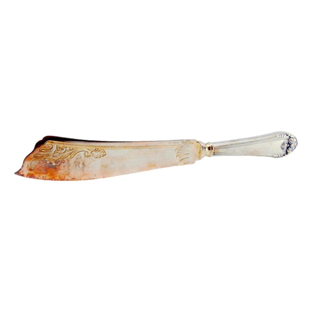 Cheese Knife in Gilded Silver with Engraving | Chairish