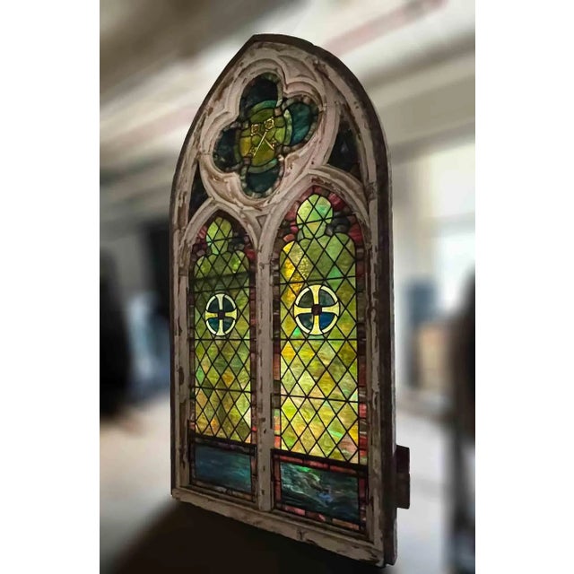 Antique Late 19th Century Gothic Revival Style Stained Glass Window ...