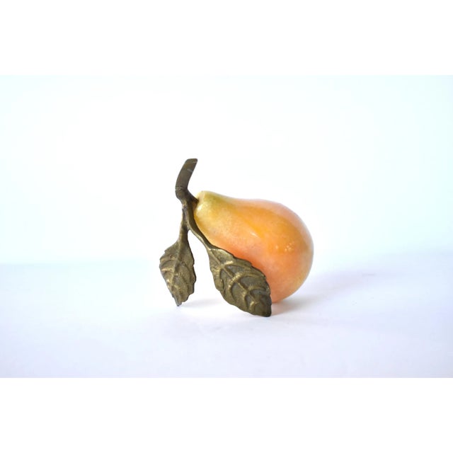 Mid-Century Italian Marble & Brass Pear Paperweight | Chairish
