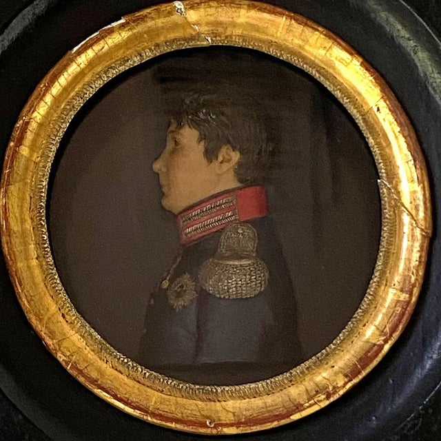 French School Miniature Wax Portrait Profile of a Military Gentleman ...