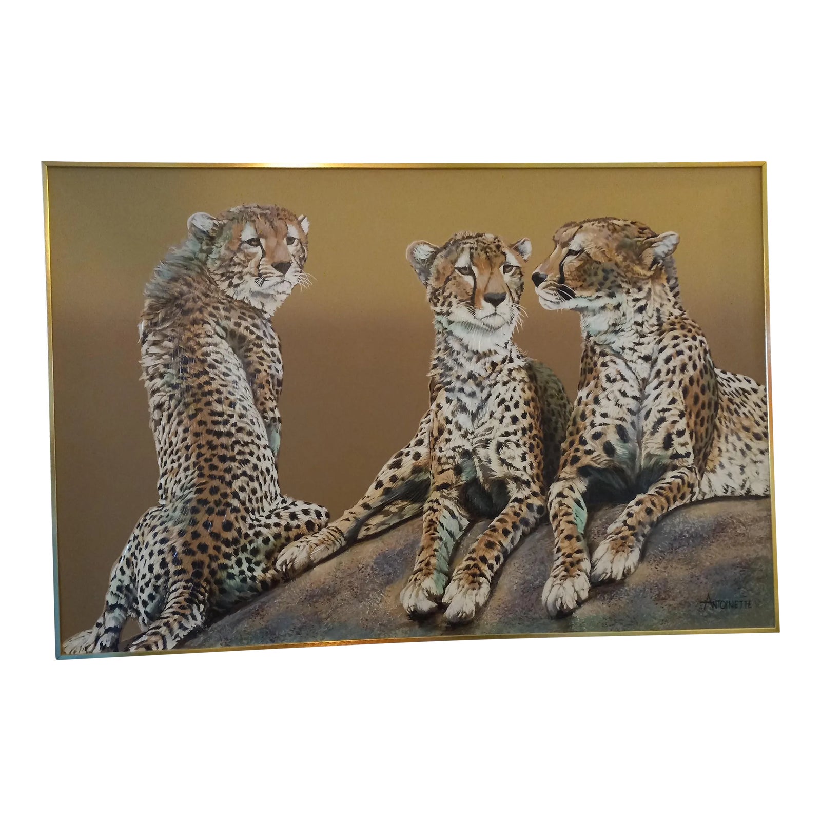 Contemporary Realist African Cheetah Family Oil Painting by Antoinette ...