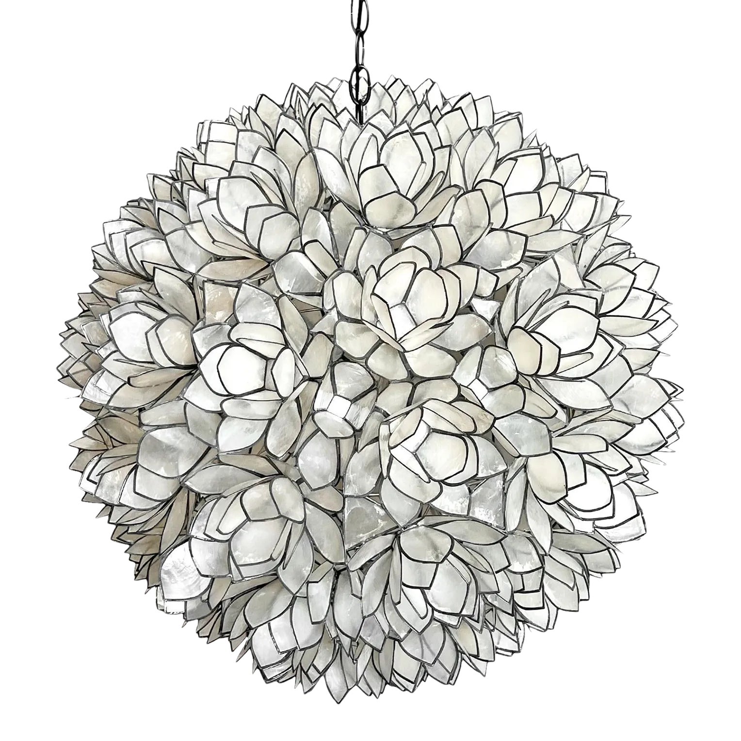 Contemporary Capiz Lotus Flower Globe Pendant Light 26" | Chairish