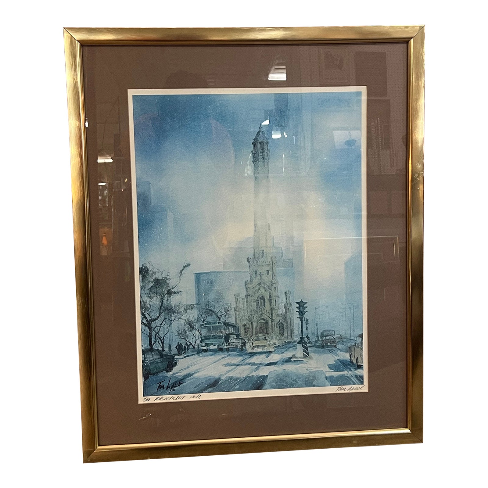 80s Mid Century Modern Lithograph of “The Magnificent Mile”, Chicago by ...