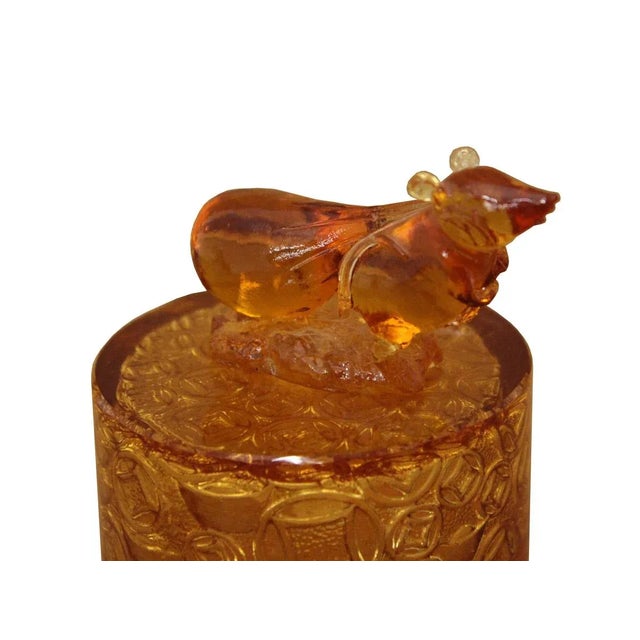 Liuli Crystal Glass Golden Yellow Chinese Zodiac Rat Pulling Money ...